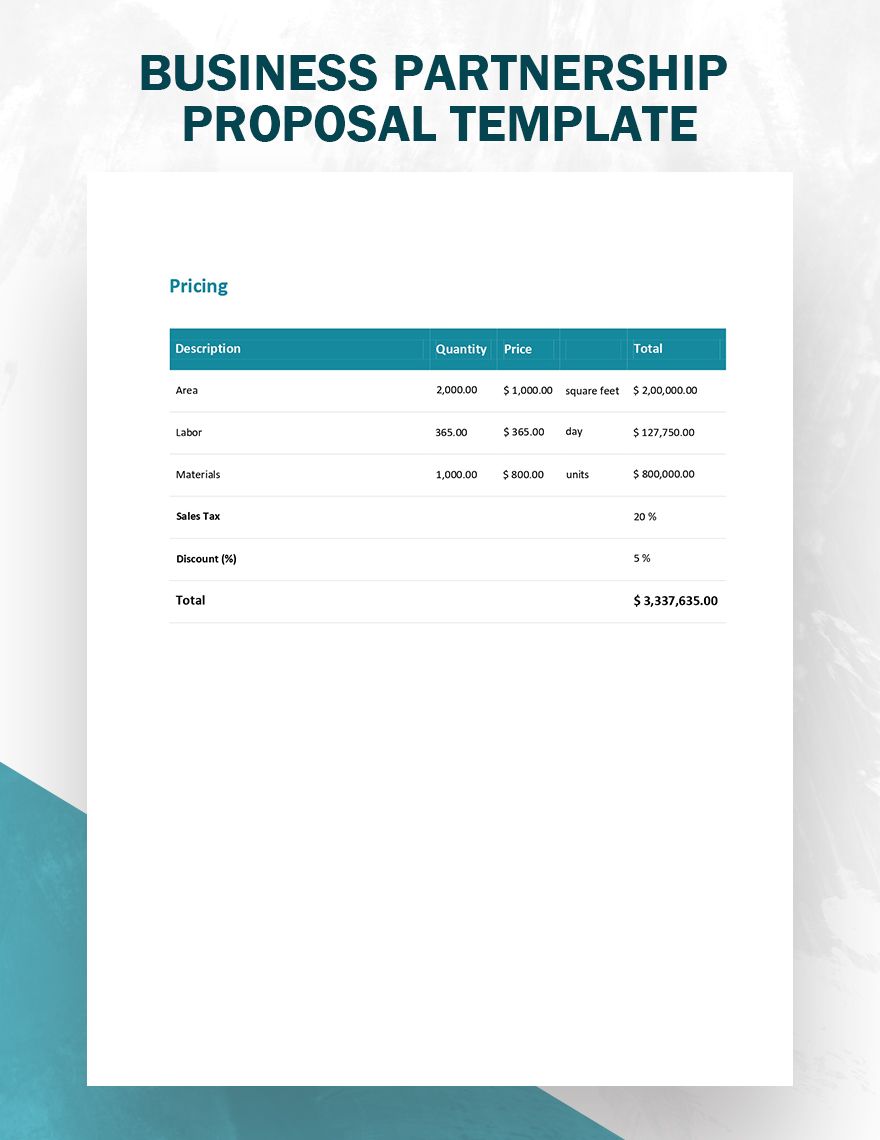 Business Partnership Proposal Template - Download in Word, Google Docs ...
