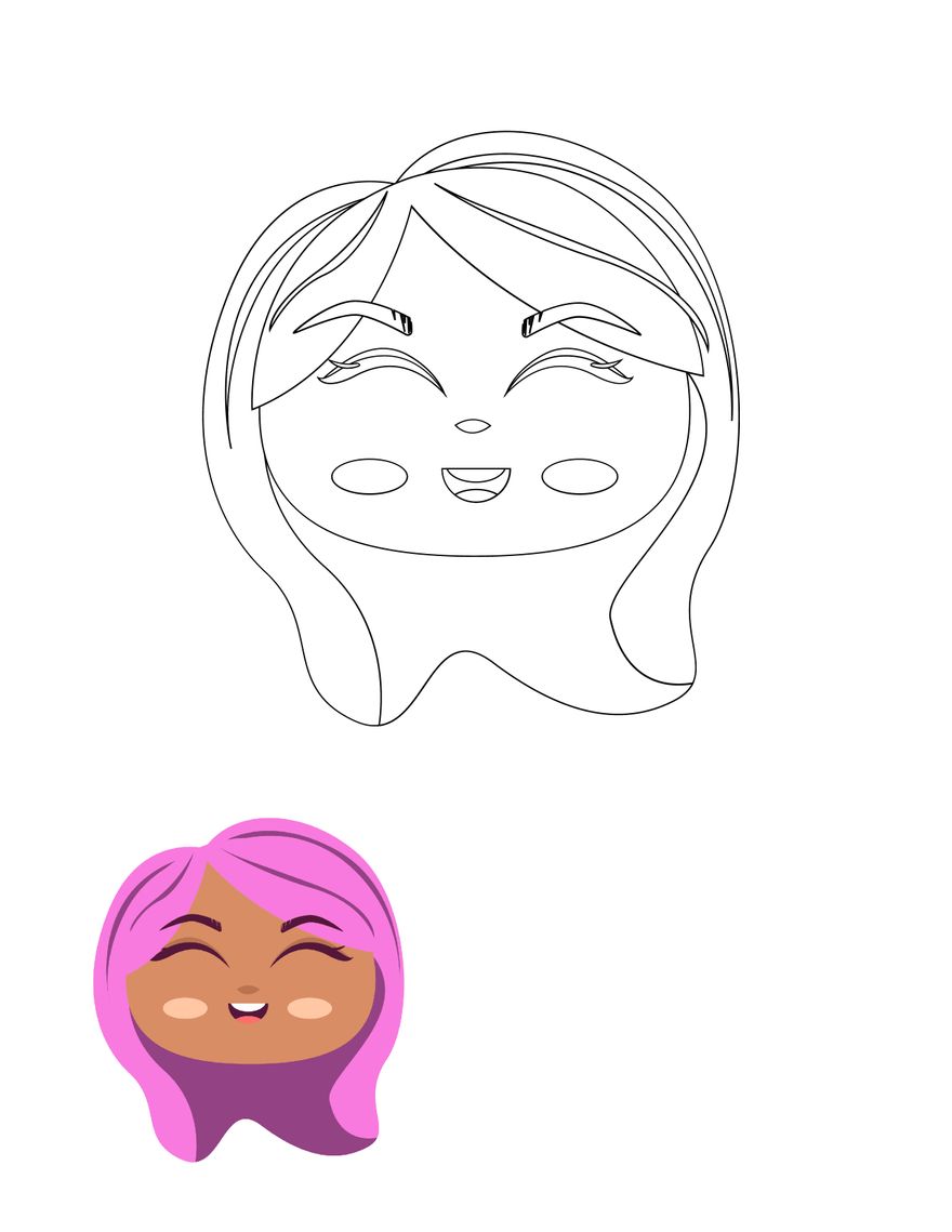 Free Barbie Face Coloring Page EPS JPEG PDF Template