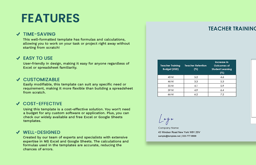 Teacher Training Effects Dual Chart Template - Google Sheets, Excel ...