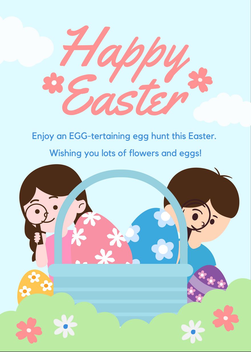 Free Easter Egg Hunt Greeting Card EPS Google Docs Illustrator JPG Word PSD PNG SVG 