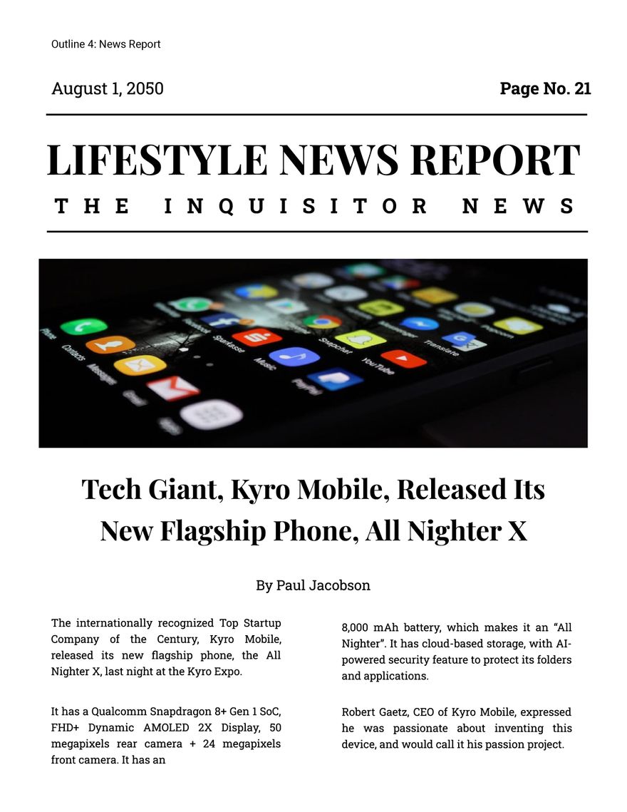 News Report In Word Download Template