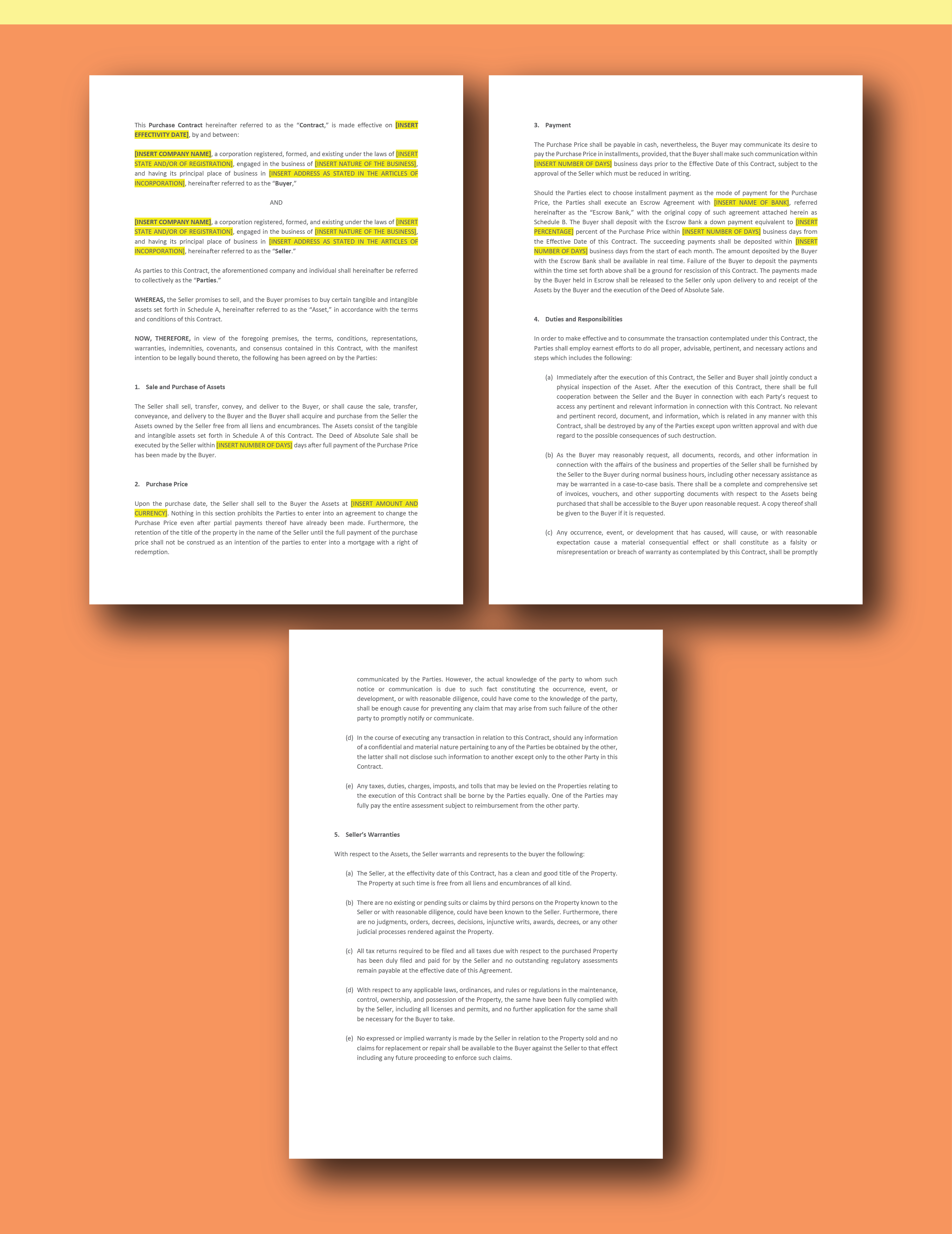 Purchase Contract Template - Google Docs, Word, Apple Pages | Template.net