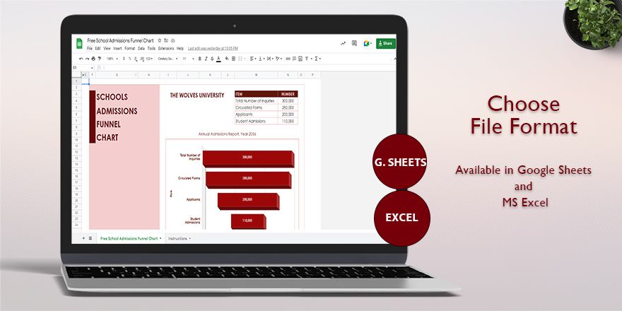 Free Free School Admissions Funnel Chart - Google Sheets, Excel ...