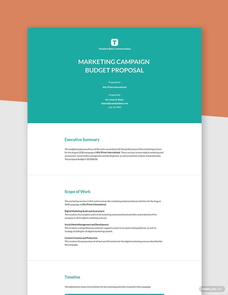 Simple Budget Proposal Template Download In Word Google Docs Apple 