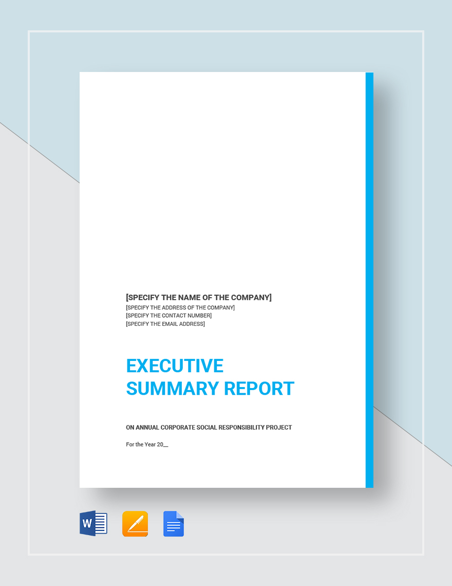 Executive Summary Report Template - Google Docs, Word, Apple Pages ...