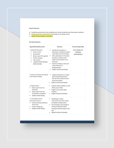 Free Meeting Outcome Report Template Google Docs Word Template