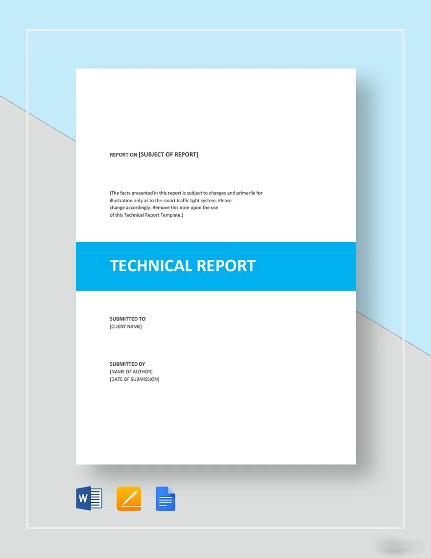 Technical Report Template Google Docs Word Apple Pages Template