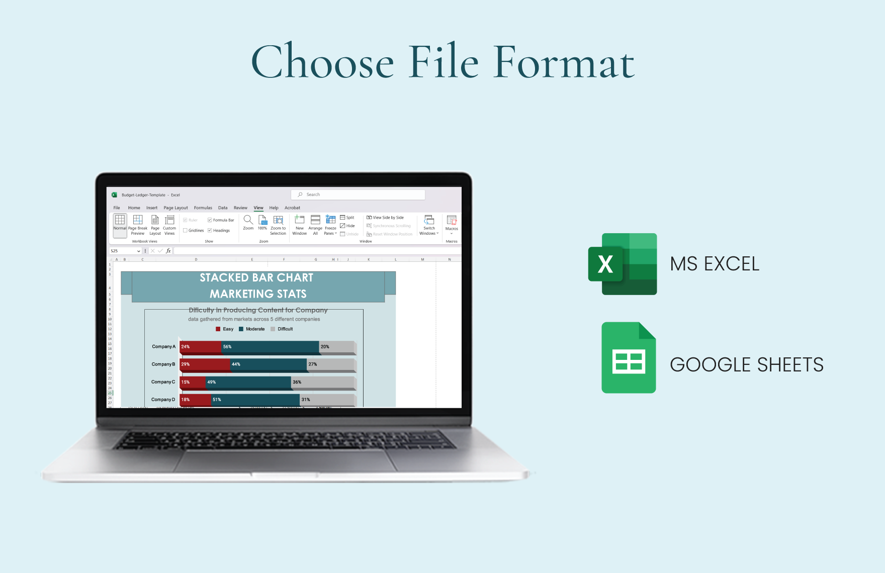Stacked Bar Chart Marketing Stats Template - Google Sheets, Excel ...