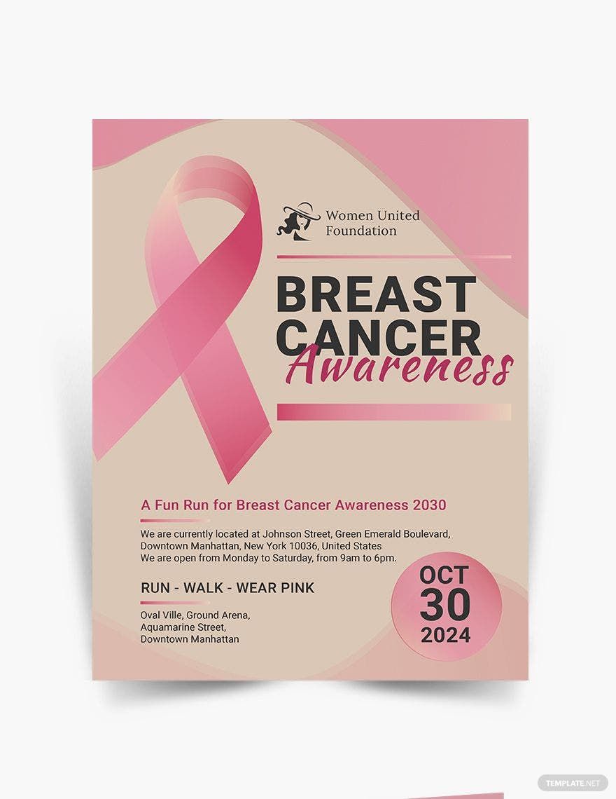 Breast Cancer Flyer Template Google Docs Illustrator InDesign Word 