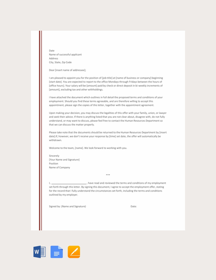 Free Job Appointment Letter Template for New Employee