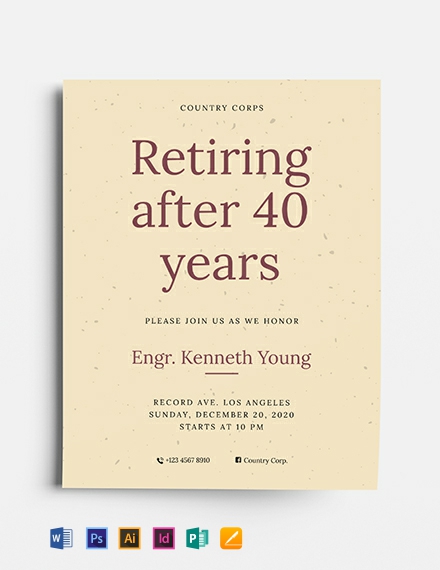 Retirement Flyer Template Word PSD InDesign Apple Pages 