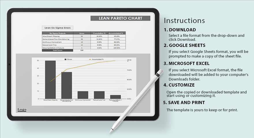 Lean Pareto Chart - Google Sheets, Excel | Template.net