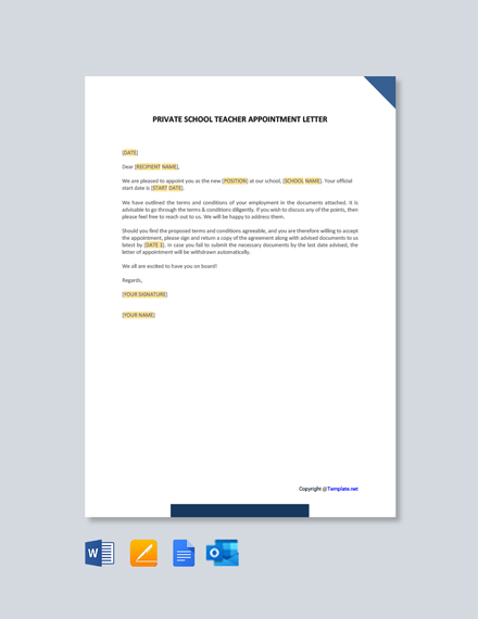 FREE Teacher Appointment Letter Template - Word (DOC) | Google Docs ...