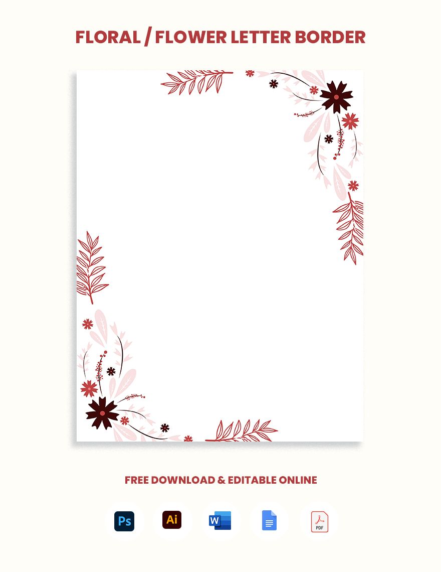 Free Floral Flower Letter Border Google Docs Illustrator Word PSD PDF Template