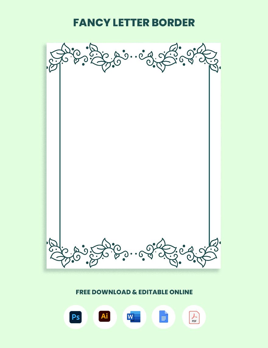 Free Fancy Letter Border Illustrator Word PSD PDF Template