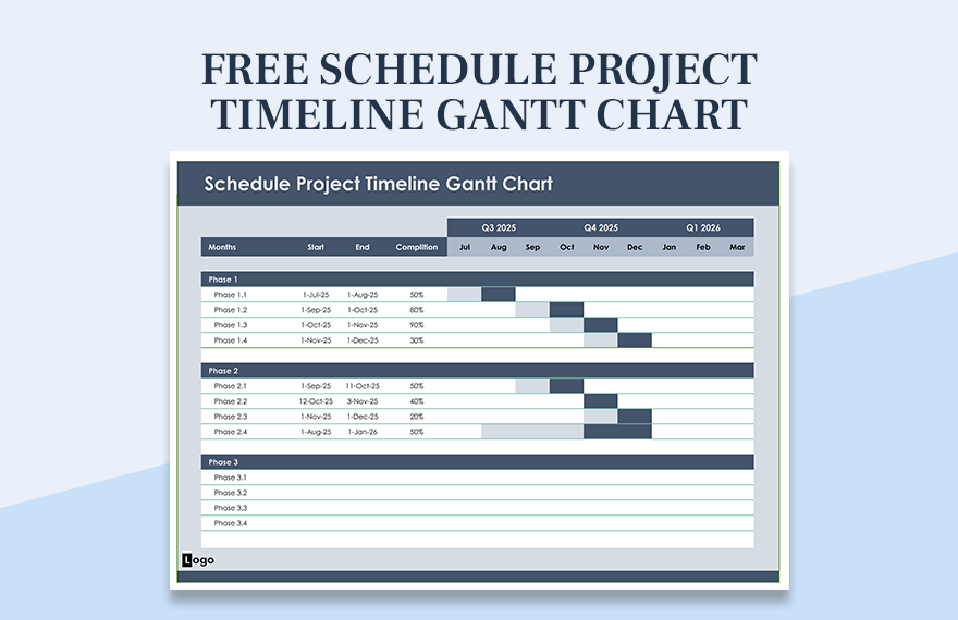 Free Schedule Project Timeline Gantt Chart Google Sheets Excel