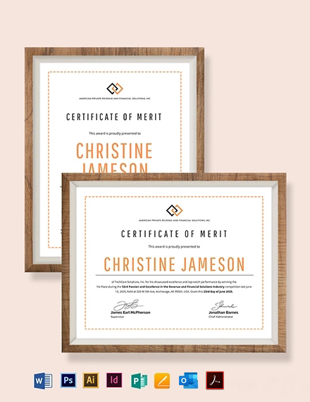Simple Certificate of Merit Template - Download in Word, Google Docs ...