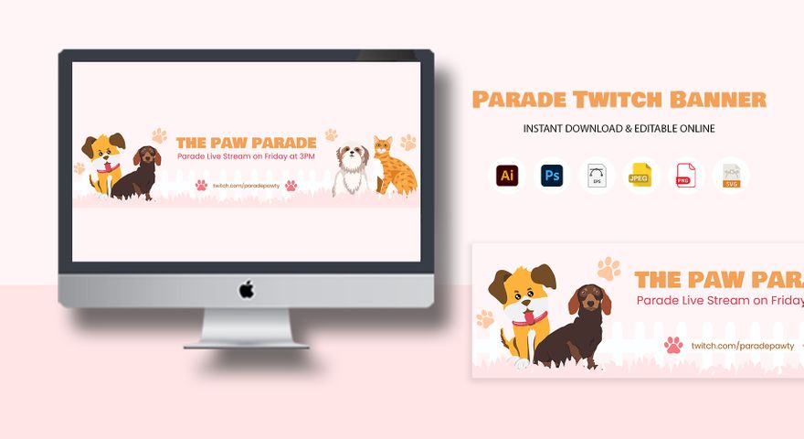 Free Parade Twitch Banner EPS Illustrator JPG PSD PNG SVG 