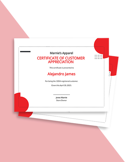 Free Customer Appreciation Certificate Template - Download in Word ...