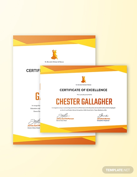 10 + Dance Certificate Templates - Word, PSD, AI, EPS Vector