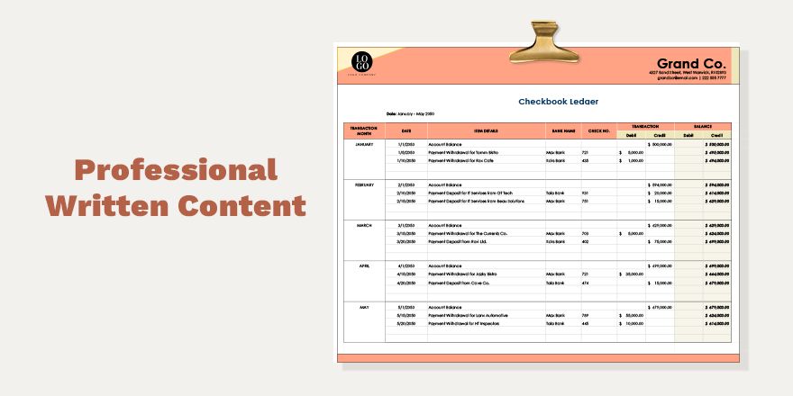 Checkbook Ledger Template - Google Sheets, Excel | Template.net