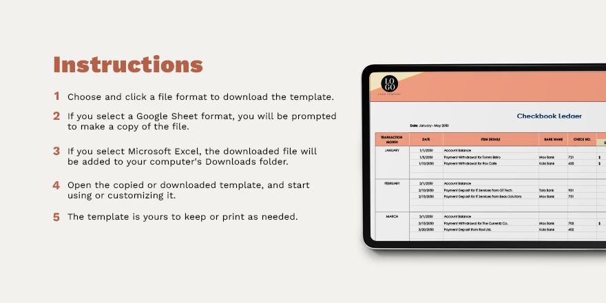 Checkbook Ledger Template - Google Sheets, Excel | Template.net