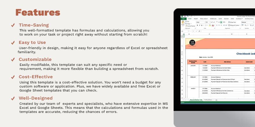 Checkbook Ledger Template - Google Sheets, Excel | Template.net