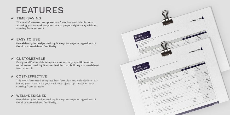 Weekly Ledger Template - Google Sheets, Excel | Template.net