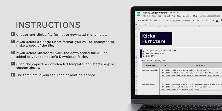 Weekly Ledger Template - Google Sheets, Excel | Template.net