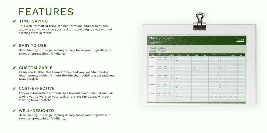 Warehouse Ledger Template - Google Sheets, Excel | Template.net