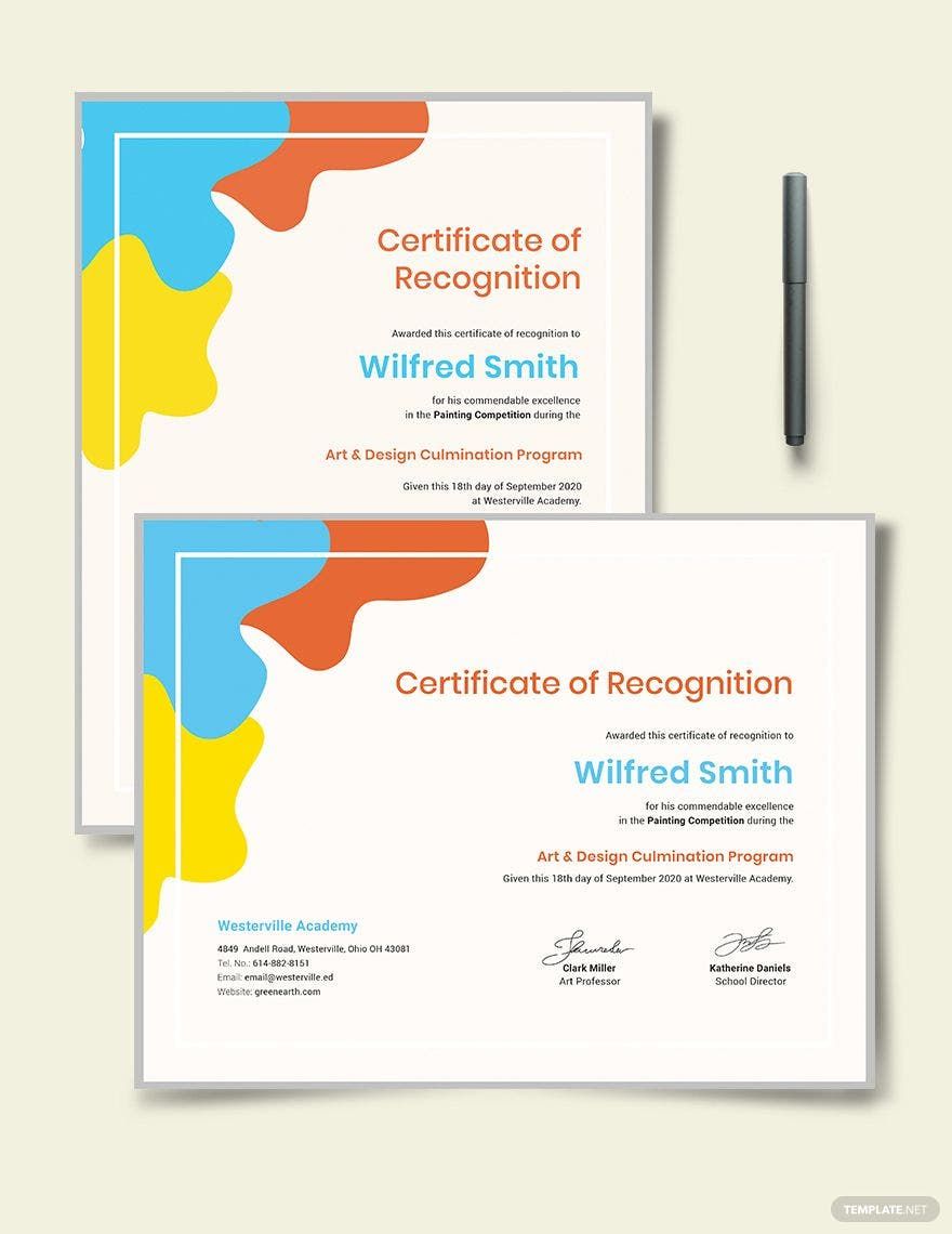 Painting Award Certificate Template Google Docs Illustrator 