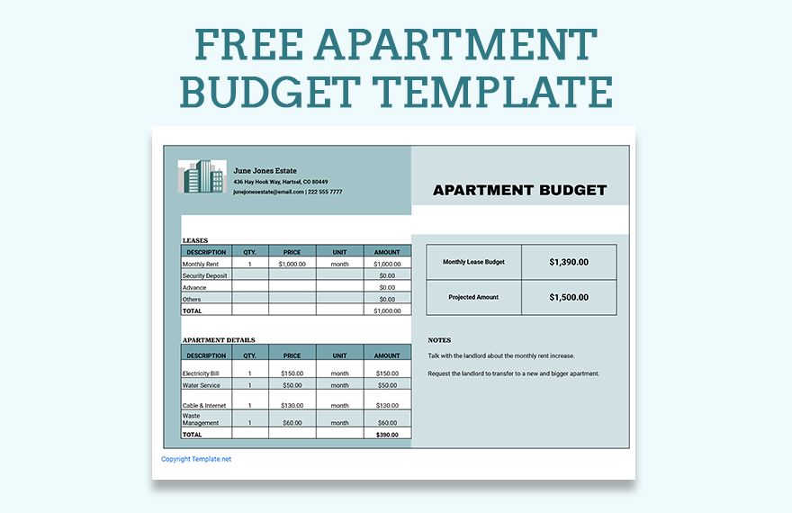 Free Apartment Budget Template Google Sheets Excel Template