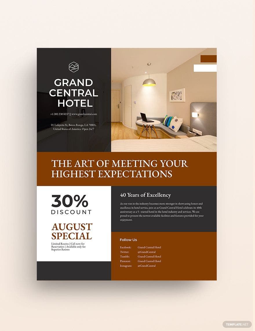 Hotel Flyer Word Templates Design Free Download Template