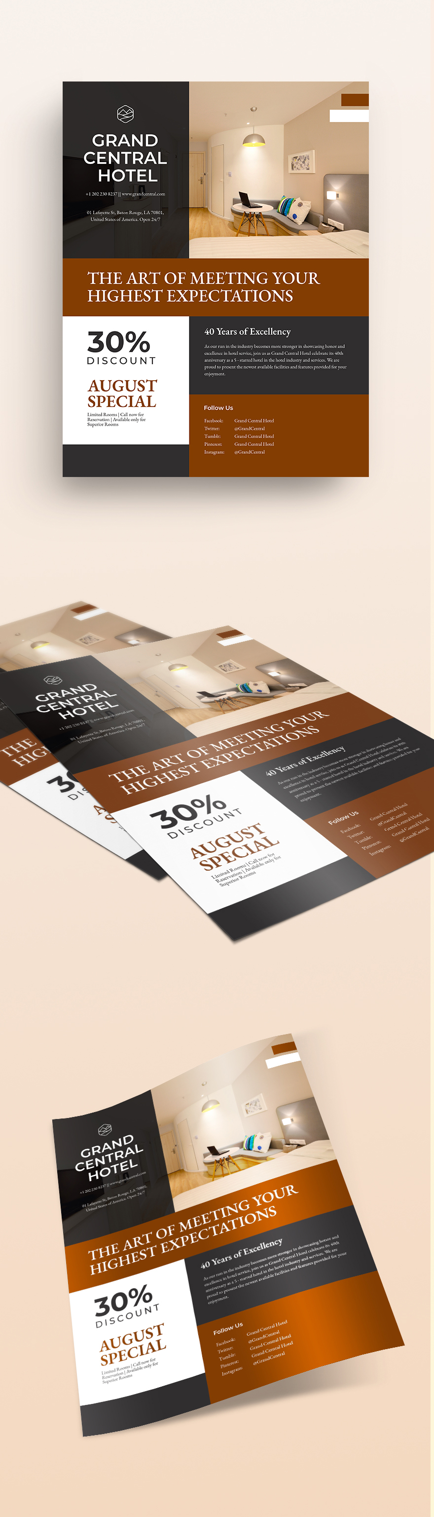 Free Modern Hotel Flyer Template - Illustrator, PSD | Template.net