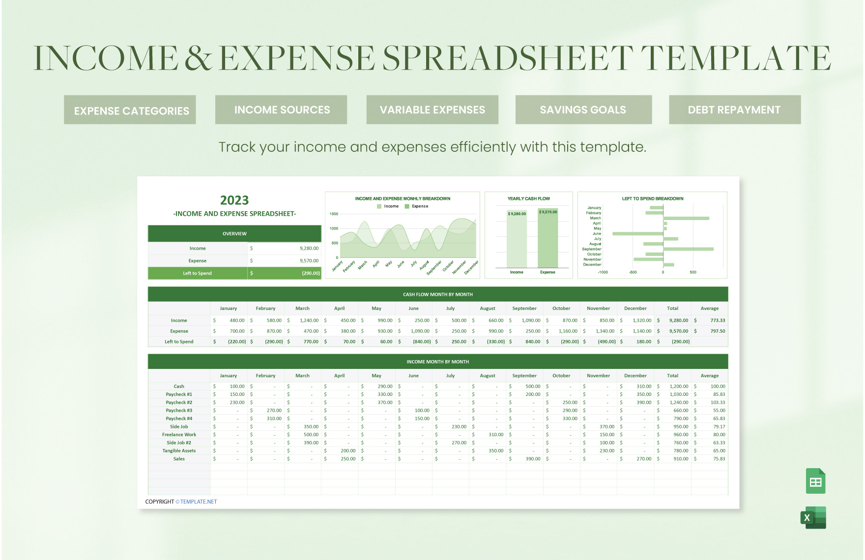 Free Income Expense Spreadsheet Download In Excel Google Sheets