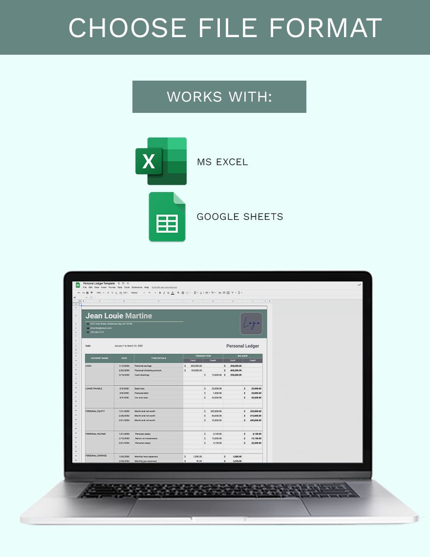 Personal Ledger Template - Google Sheets, Excel | Template.net