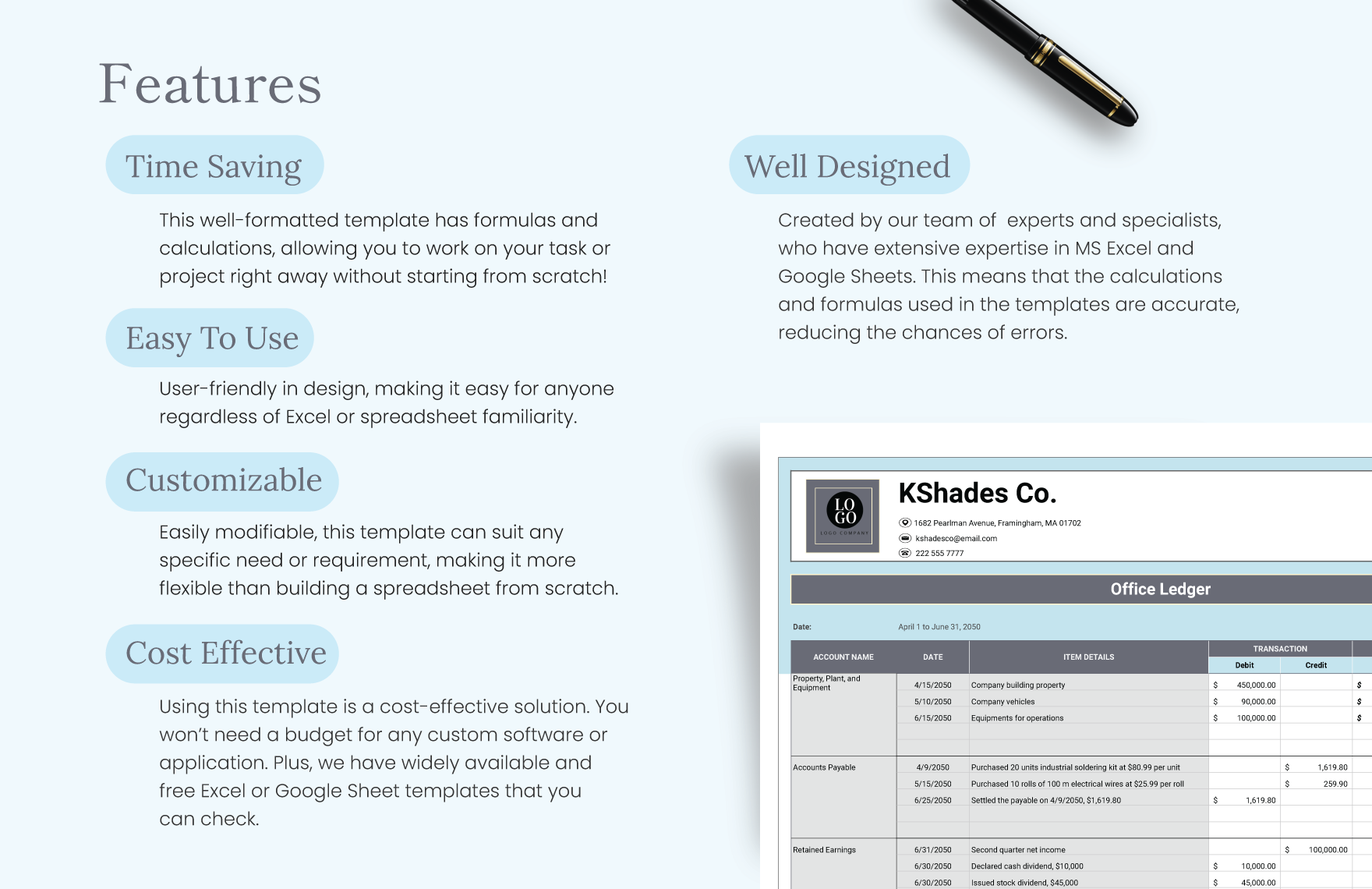 Office Ledger Template - Download in Excel, Google Sheets | Template.net