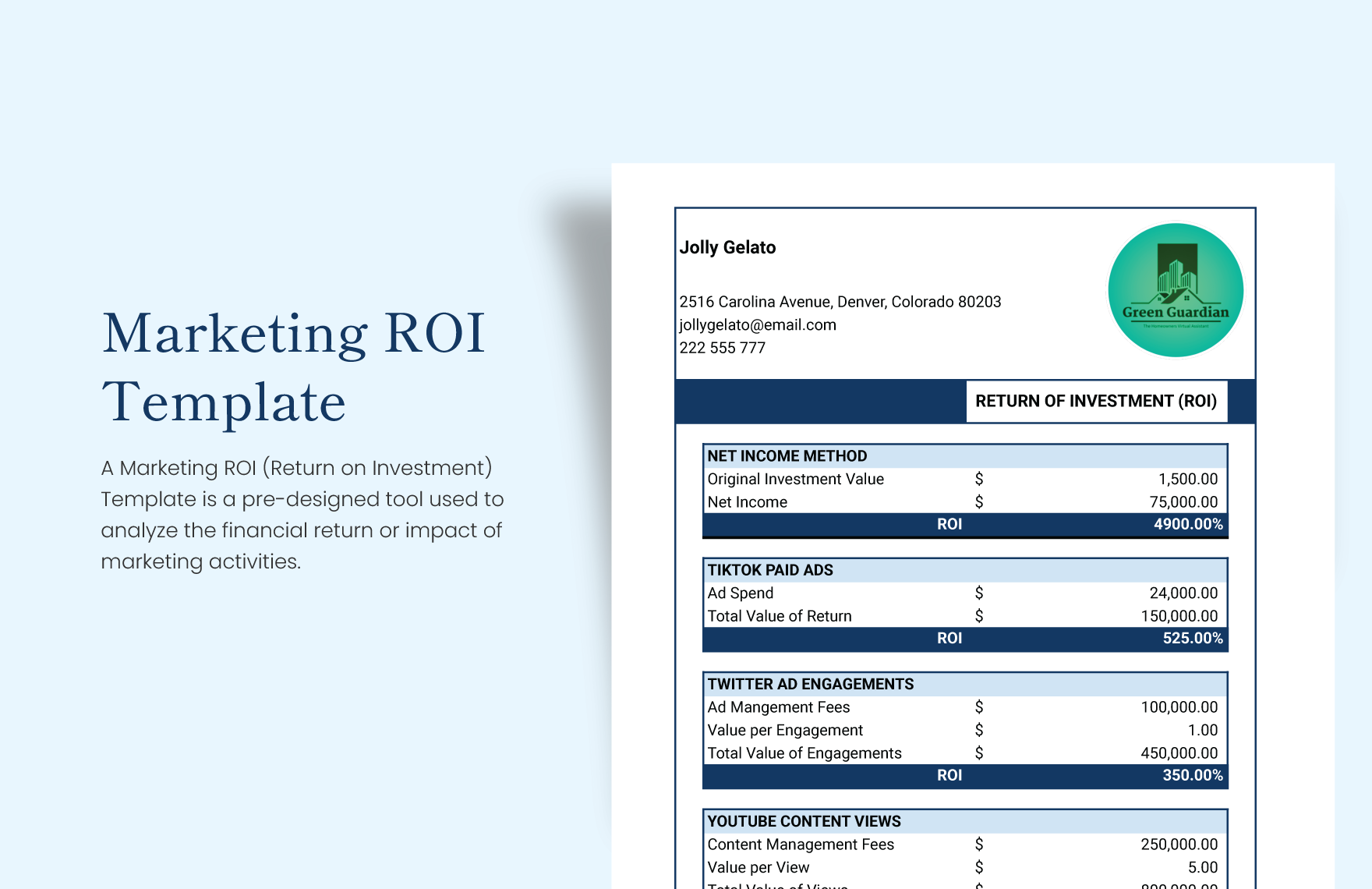 Marketing ROI Template In Excel Google Sheets Download Template Marketing ROI Template In Excel Google Sheets Download Template