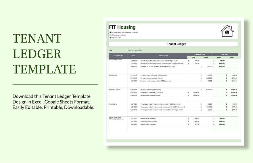 Tenant Ledger Template Download In Excel Google Sheets Template