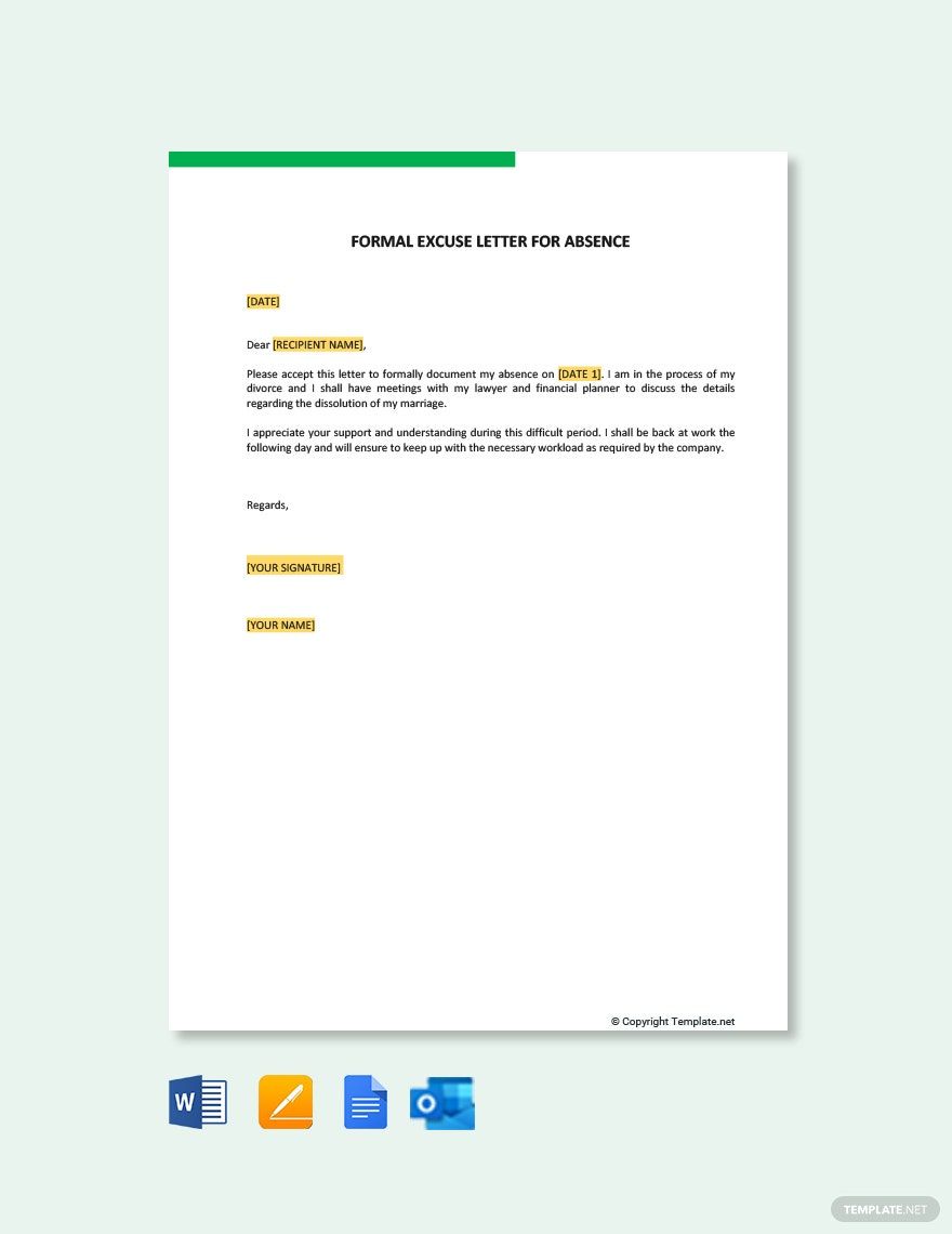 Formal Excuse Letter For Absence Download In Word Google Docs PDF 