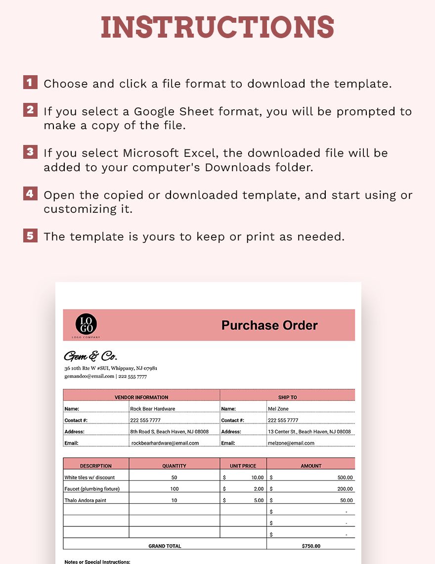Purchase Order with Price List - Download in Excel, Google Sheets ...