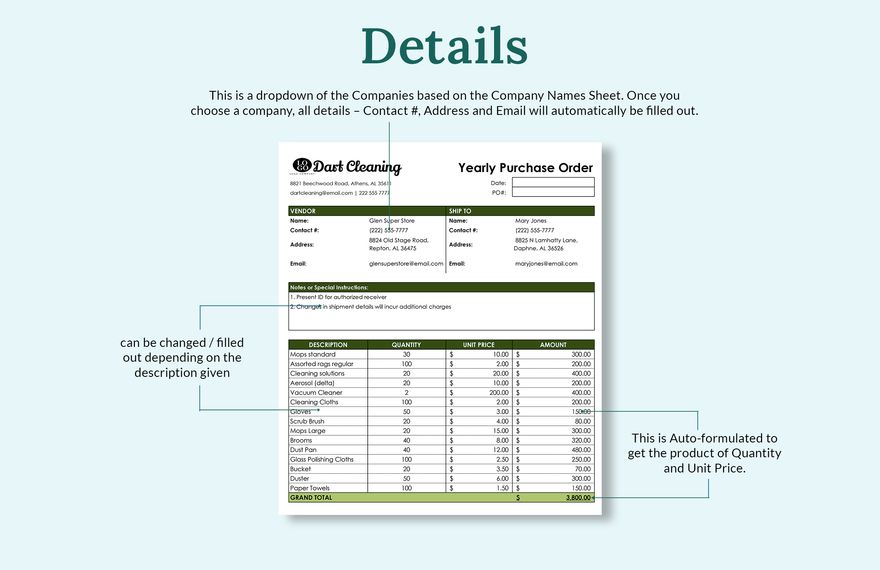 Yearly Purchase Order Template - Download in Excel, Google Sheets ...