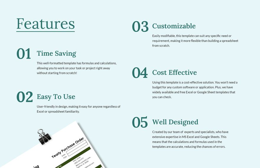 Yearly Purchase Order Template - Download in Excel, Google Sheets ...