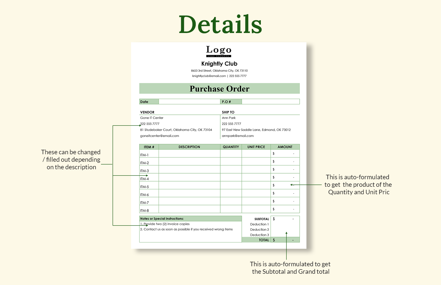 Free Advance Purchase Order Template - Edit Online & Download ...