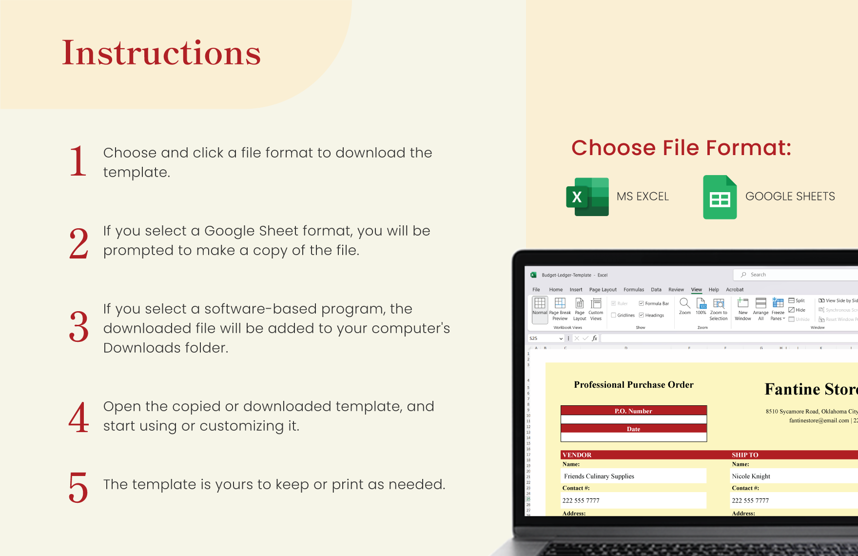 Professional Purchase Order Template - Download in Excel, Google Sheets ...