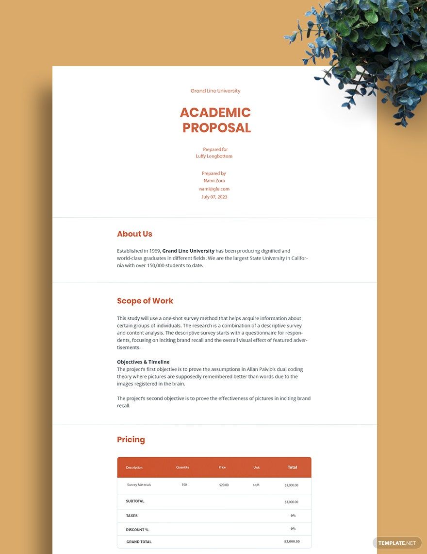 Academic Proposal Template - Google Docs, Word, Apple Pages | Template.net