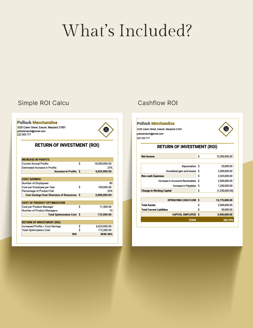 Product ROI Template - Google Sheets, Excel | Template.net