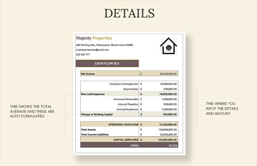 Real Estate ROI Template - Google Sheets, Excel | Template.net Real Estate ROI Template - Google Sheets, Excel | Template.net