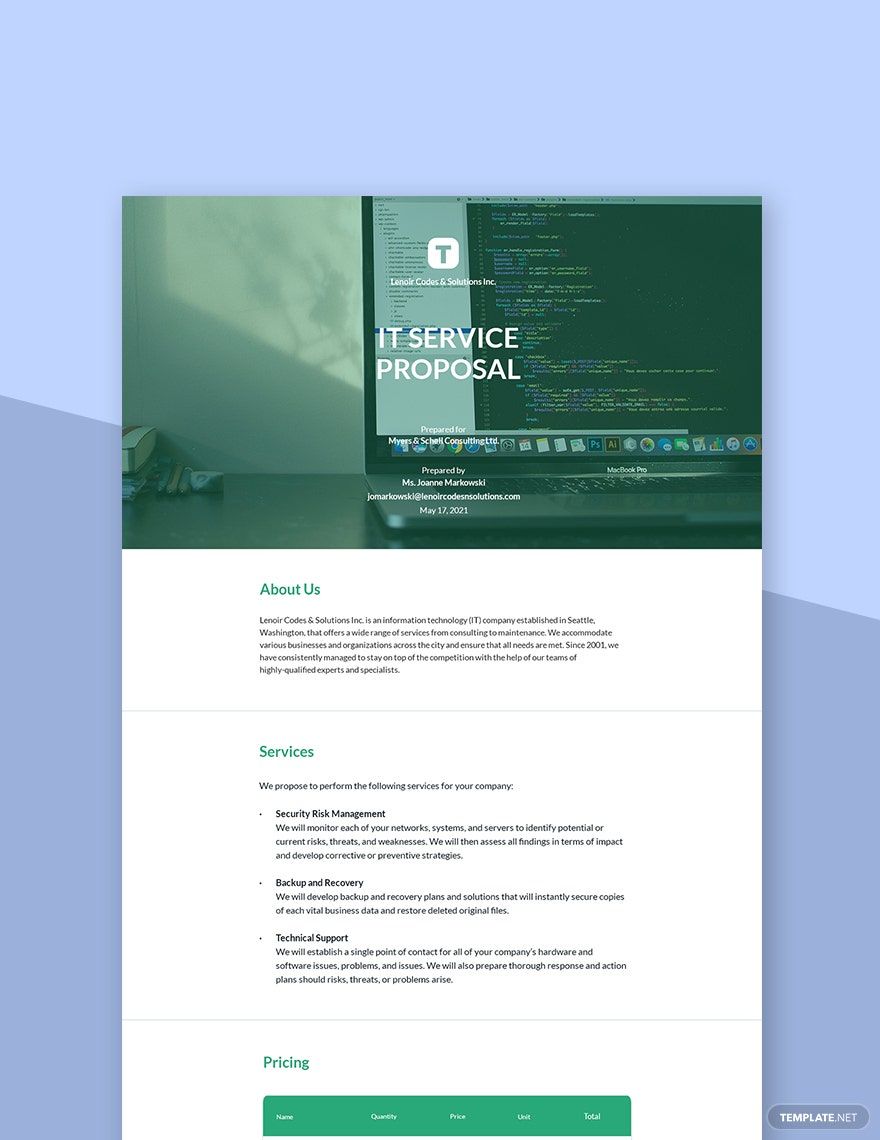 IT Business Proposal Template Google Docs Word Apple Pages PDF 