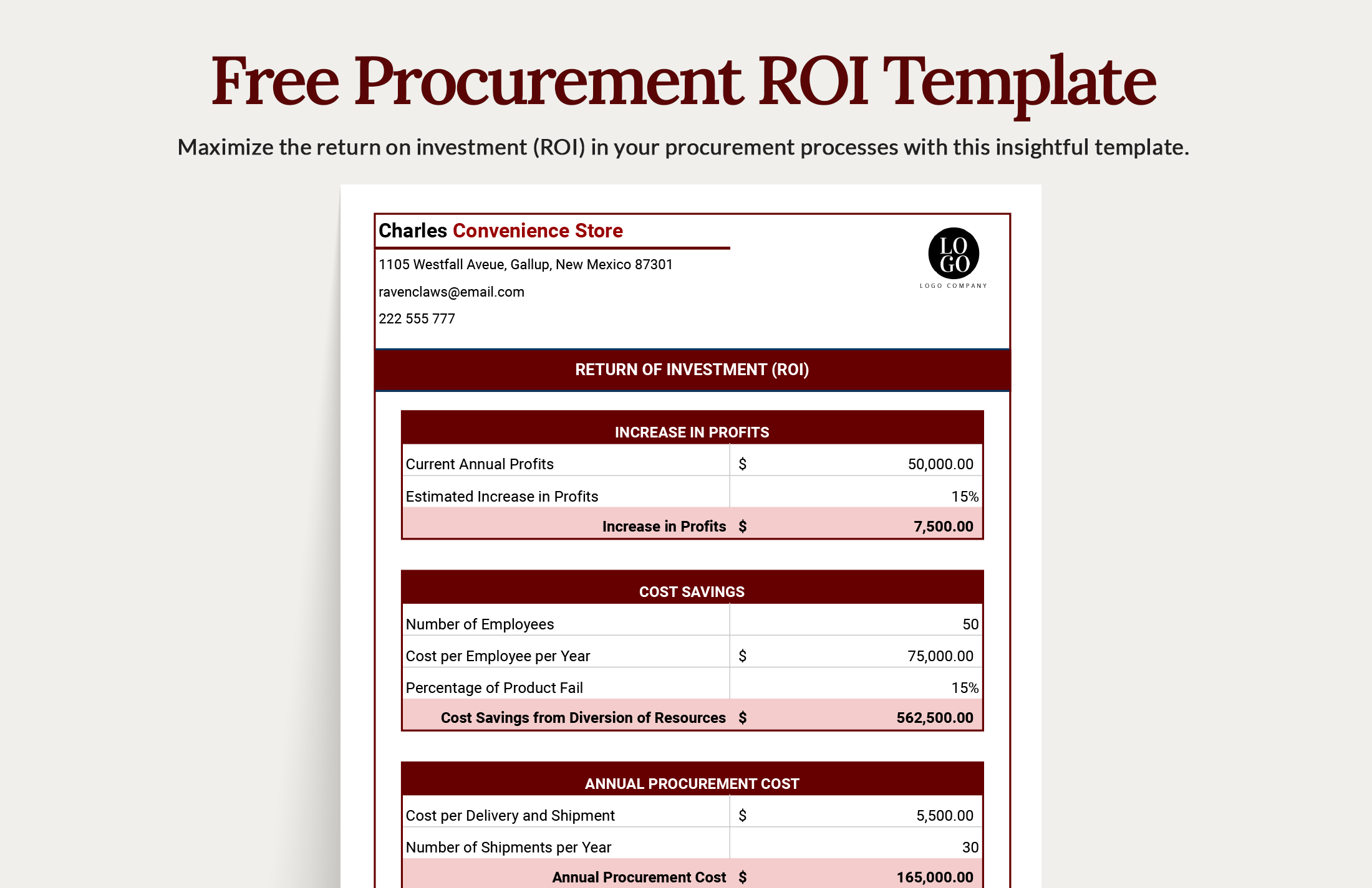 Free Website ROI Calculator Template - Google Sheets, Excel | Template.net